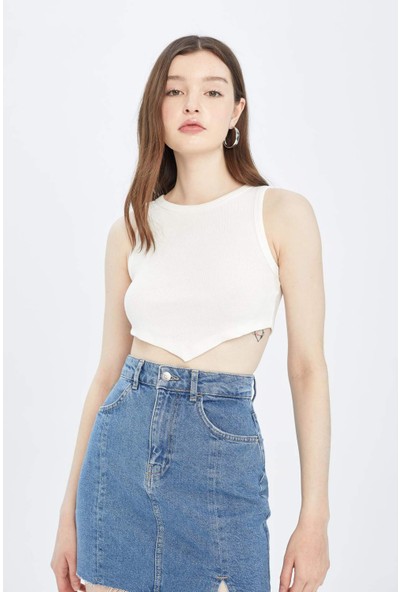 DeFacto Coool Süper Crop Fitilli Örme Atlet Y5218AZ22SM DeFacto Coool Süper Crop Fitilli Örme Atlet Y5218AZ22SM