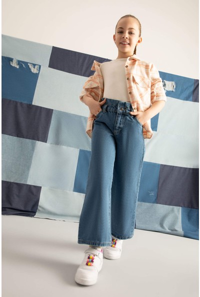DeFacto Kız Çocuk Wide Leg Geniş Paça Jean Pantolon W5751A622SP DeFacto Kız Çocuk Wide Leg Geniş Paça Jean Pantolon W5751A622SP