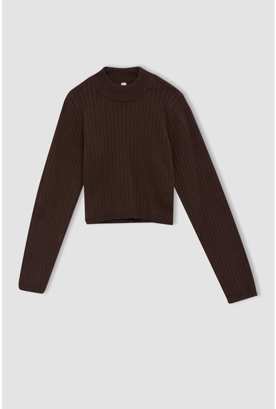 DeFacto Kız Çocuk Boğazlı Yaka Crop Kazak W1805A621WN