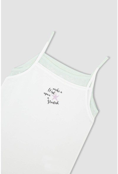 DeFacto Kız Çocuk Regular Fit Baskılı Askılı Pamuklu 2'li Atlet X0837A622SM