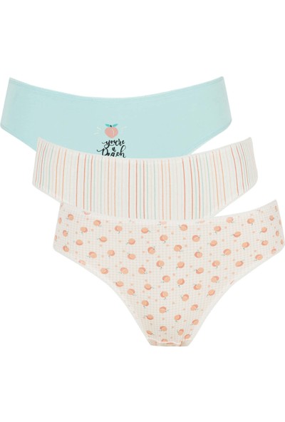 DeFacto Fall In Love Desenli 3'lü Brief Külot X1777AZ22SM