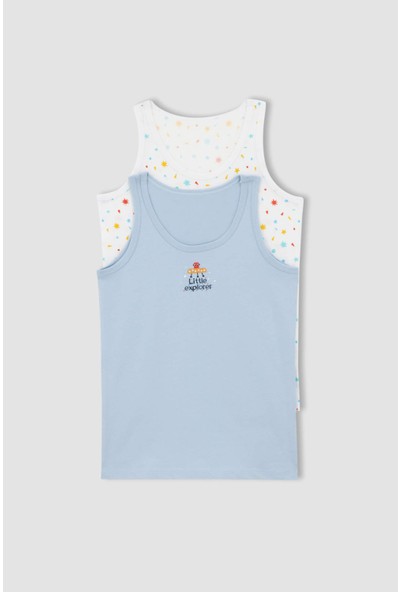 DeFacto Erkek Çocuk Regular Fit Desenli Pamuklu 2'li Atlet X0794A622SP