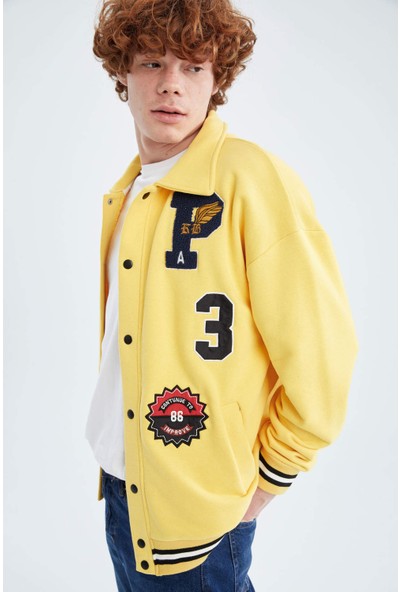 DeFacto Regular Fit Polo Yaka Kalın Kumaş Kolej Hırka Y1915AZ22SM