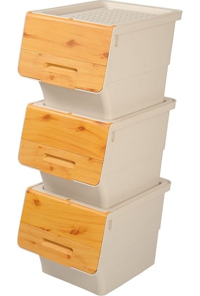 Motek Bambu Organizer Üçlü Tekerli 3X33 Lt