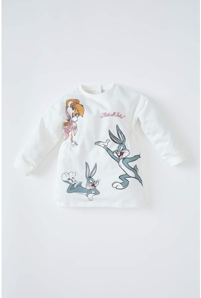 DeFacto Kız Bebek Looney Tunes Lisanslı Uzun Kollu Tişört Elbise W9239A222SP