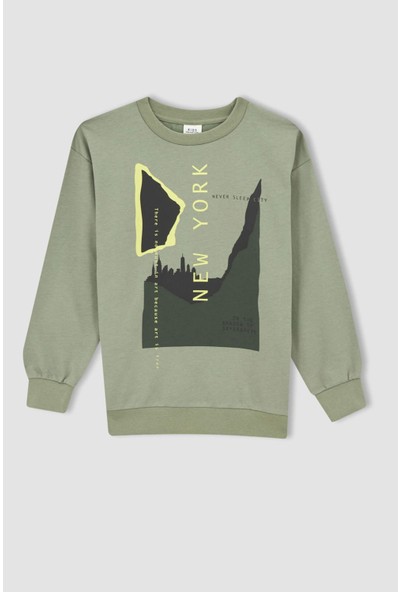 DeFacto Erkek Çocuk İnce Kumaş Oversize Fit Bisiklet Yaka Sweatshirt W7779A622SP