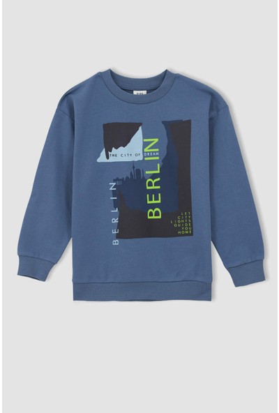 DeFacto Erkek Çocuk İnce Kumaş Oversize Fit Bisiklet Yaka Sweatshirt W7779A622SP