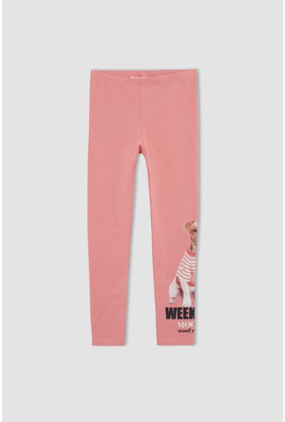DeFacto Kız Çocuk  Slim Fit Köpek Baskılı Uzun Tayt X0019A622SP