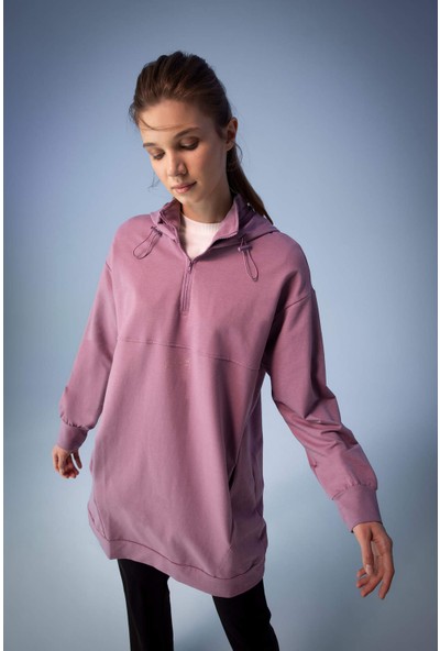 DeFacto Regular Fit Kapüşonlu Cepli Sweatshirt Tunik W8746AZ22SP