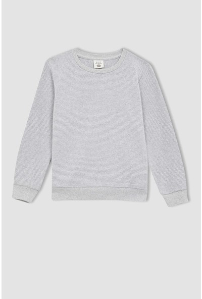 DeFacto Erkek Çocuk Bisiklet Yaka Dokulu Sweatshirt W8297A622SP