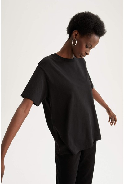 DeFacto Oversize Fit Bisiklet Yaka Basic Tişört T5092AZ22SM