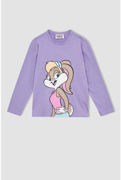 DeFacto Kız Çocuk Lola Lisanslı Bisiklet Yaka Pamuklu Uzun Kollu Tişört W6710A622SP