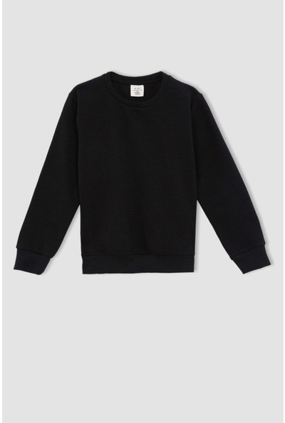 DeFacto Erkek Çocuk Bisiklet Yaka Dokulu Sweatshirt W8297A622SP