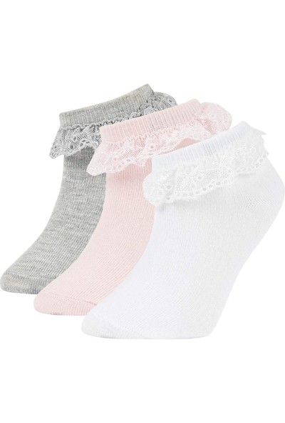 DeFacto Kız Çocuk 23 Nisan Pamuklu 3'lü Kısa Çorap X4352A6NS