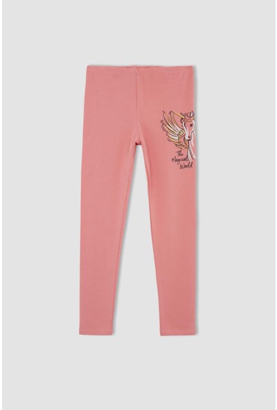 DeFacto Kız Çocuk Slim Fit Unicorn Baskılı Uzun Tayt X0001A622SP