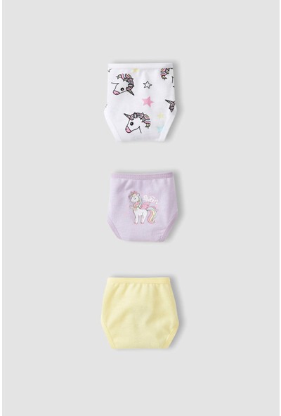 DeFacto Kız Çocuk Unicorn Baskılı 3’lü Renkli Pamuklu Külot U3470A622SP