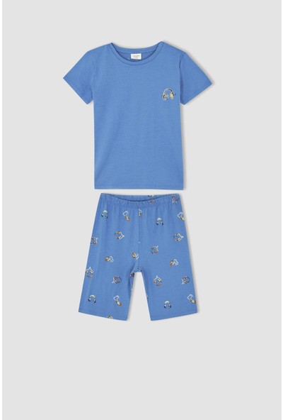 DeFacto Erkek Çocuk Desenli Kısa Kollu Pamuklu Pijama Takım X3643A622SP
