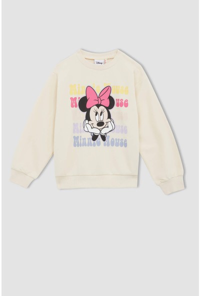 DeFacto Kız Çocuk Minnie Mouse Lisanslı Regular Fit Bisiklet Yaka  Sweatshirt W9558A622SP DeFacto Kız Çocuk Minnie Mouse Lisanslı Regular Fit Bisiklet Yaka  Sweatshirt W9558A622SP