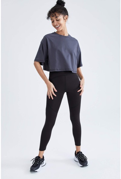 DeFacto Defacto Fit Slim Fit Ekstra Yüksek Bel Toparlayıcı Crop Spor Tayt V6989AZ22SP
