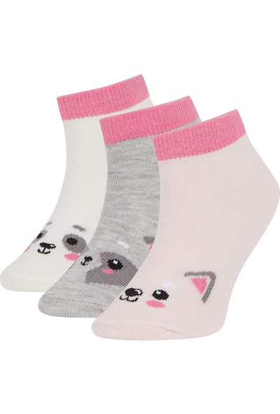 DeFacto Kız Çocuk Pamuklu 3'lü Kısa Çorap X1891A6NS