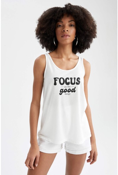 DeFacto Regular Fit Bisiklet Yaka Baskılı Atlet X6020AZ22SM