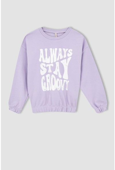 DeFacto Kız Çocuk Regular Fit Bisiklet Yaka Uzun Kollu Kalın Kumaş Sweatshirt W7122A622SP DeFacto Kız Çocuk Regular Fit Bisiklet Yaka Uzun Kollu Kalın Kumaş Sweatshirt W7122A622SP