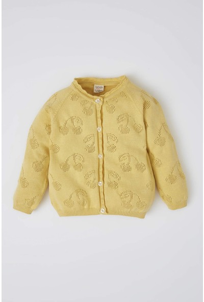 DeFacto Kız Bebek Kiraz Desenli Pamuklu Triko Hırka W7101A222SP