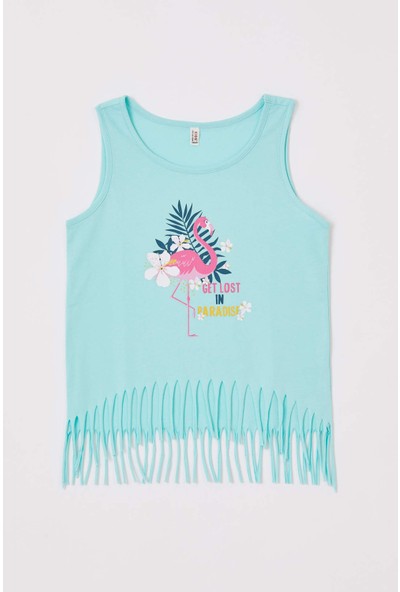 Defacto Kız Çocuk Flamingo Baskılı Püsküllü Atlet T5197A621SM