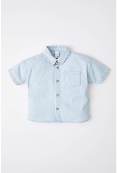 DeFacto Erkek Bebek Regular Fit Cepli Kısa Kollu Jean Gömlek X0773A222SP