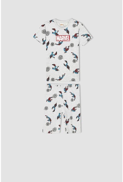 DeFacto Erkek Çocuk Marvel Lisanslı Regular Fit Kısa Kollu Pamuklu Pijama Takım X3670A622SP DeFacto Erkek Çocuk Marvel Lisanslı Regular Fit Kısa Kollu Pamuklu Pijama Takım X3670A622SP