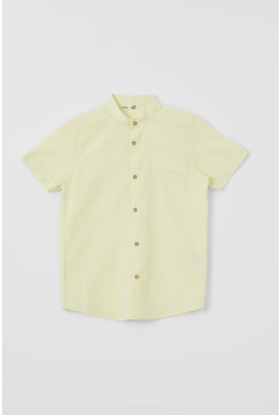 Defacto Erkek Çocuk Hakim Yaka Keten Görünümlü Kısa Kol Gömlek U0650A621SM