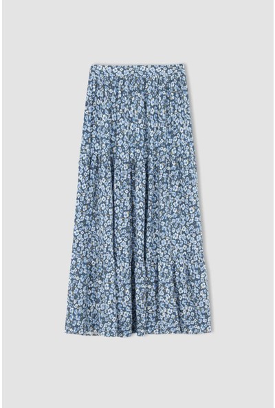 DeFacto Regular Fit Çiçek Desenli Volanlı Midi ETEK X2641AZ22SM