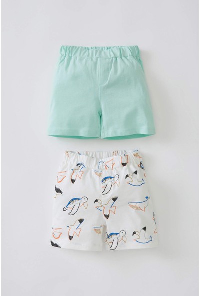 DeFacto Unisex Kaplumbağa Desenli 2'li Pamuklu Şort U9539A221SM