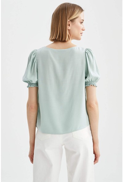 Defacto Regular Fit V Yaka Kısa Kol Bluz U4386AZ21SM