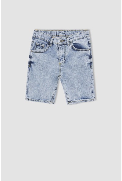 DeFacto Erkek Çocuk Yırtık Detaylı Jean Bermuda Şort X6380A622SM