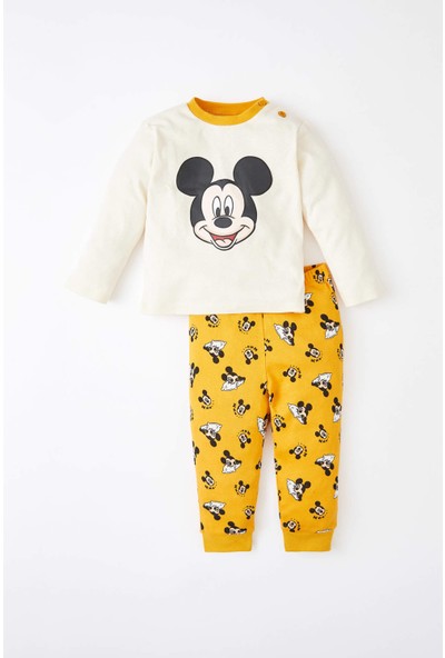 DeFacto Erkek Bebek Mickey Mouse Lisanslı Uzun Kollu Pamuklu Pijama Takım W8911A222SP DeFacto Erkek Bebek Mickey Mouse Lisanslı Uzun Kollu Pamuklu Pijama Takım W8911A222SP