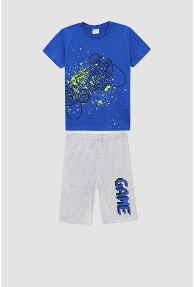 DeFacto Erkek Çocuk Desenli Kısa Kollu Pamuklu Pijama Takım X3690A622SP