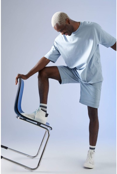 DeFacto Regular Fit Beli Bağcıklı Pamuklu Penye Şort U5044AZ21SM