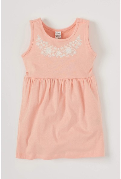 DeFacto Kız Bebek Çiçek Baskılı Kolsuz Pamuklu Elbise U7071A221SM DeFacto Kız Bebek Çiçek Baskılı Kolsuz Pamuklu Elbise U7071A221SM