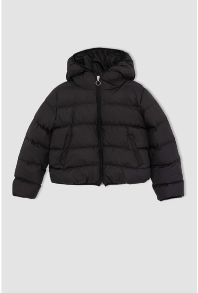 DeFacto Kız Çocuk Kapüşonlu İçi Dolgulu Pelüş Astarlı Şişme Mont W2260A621AU