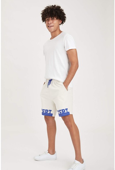 DeFacto Slim Fit Yazı Baskılı Pamuklu Penye Şort U1479AZ21SM