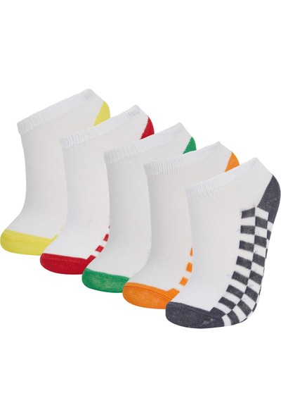 DeFacto Erkek Çocuk Pamuklu Desenli 5'li Patik Çorap T7328A6NS