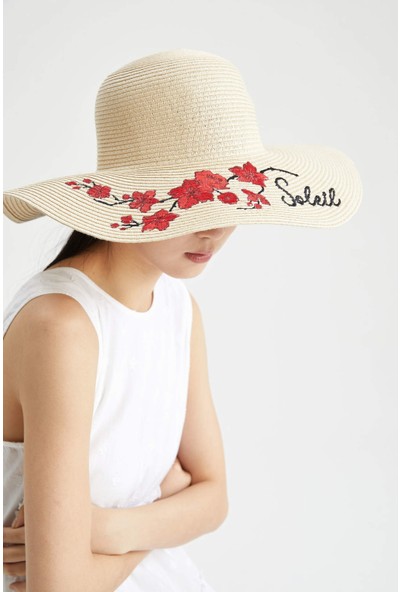 DeFacto Kadın Nakışlı Hasır Şapka M8815AZ22SM
