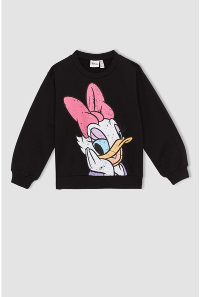 DeFacto Kız Çocuk Daisy Duck Lisanslı Bisiklet Yaka Sweatshirt W6705A622SP