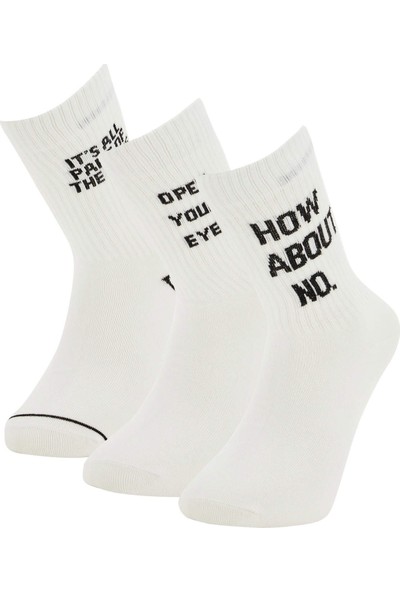 DeFacto Erkek Yazı Baskılı 3'li Soket Çorap T7289AZNS