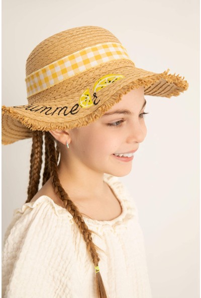 DeFacto Kız Çocuk Nakışlı Hasır Şapka W8374A622SM