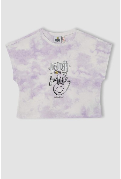 Defacto Kız Çocuk SmileyWorld Lisanslı Batik Kısa Kollu Tişört V5698A621HS Defacto Kız Çocuk SmileyWorld Lisanslı Batik Kısa Kollu Tişört V5698A621HS