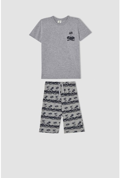 Defacto Erkek Çocuk Desenli Kısa Kollu Pijama Takımı V6201A621HS