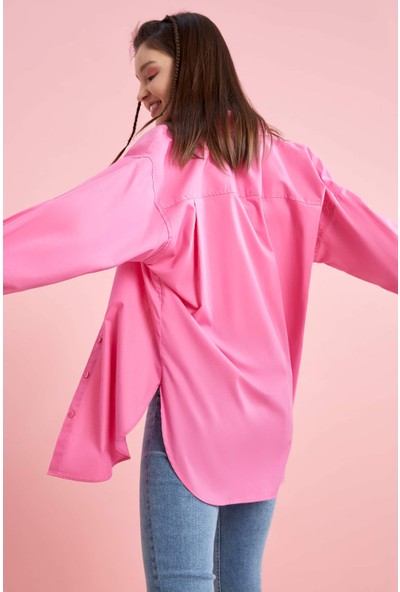 DeFacto Basic Oversize Fit Poplin Gömlek Tunik T5494AZ22SP DeFacto Basic Oversize Fit Poplin Gömlek Tunik T5494AZ22SP