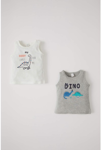 Defacto Erkek Bebek Dinozor Baskılı 2'li Atlet T9903A221SM